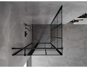 Mexen, Mexen Mist T sklápěcí sprchový kout levý 110 x 110 cm, černá mřížka, černý - 8A4T-110-110-70-77-L