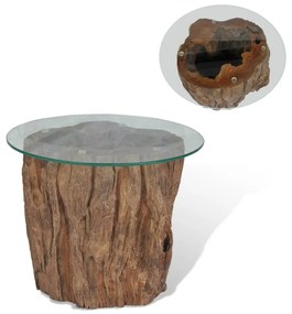 Konferenční stolek teak a sklo 50 x 40 cm - Default Title