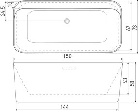 Novoterm Volně stojící akrylátová vana NV-Emma 150x73 bílá + odtokový komplet