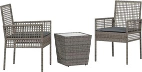 Zahradní bistro set 3 ks Šedá polyratan 3334957