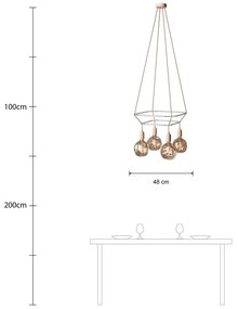 creative cables Lustr cage 2 glóbus se 4 deformovanými žárovkami Barva: Efekt wenge