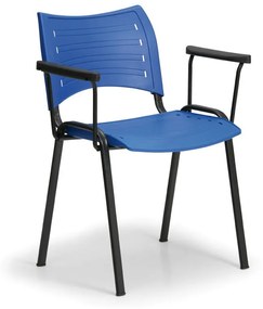 Plastová židle SMART - černé nohy s područkami, modrá