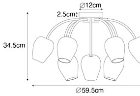 Klasické stropní svítidlo zlaté se sklem 9-světlo - Elien