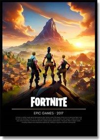 Plakát Fortnite dárek pro chlapce dítěte – počítačová hra v rámečku A3