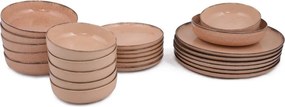 24dílná sada růžového porcelánového nádobí Kütahya Porselen Pearl