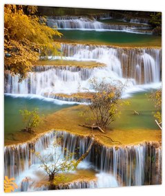 Obraz - Vodopády Huay Mae Khamin, Thajsko (30x30 cm)