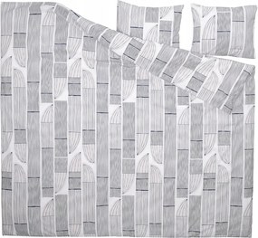 Ikea Bergkorsort Povlečení 200x200 cm a 2 povlaky na polštáře 50x60 cm bílá šedá