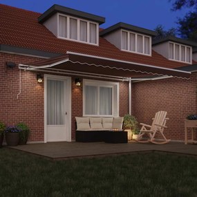 Ručně zatahovací markýza s LED světly hnědá 450 x 300 cm 3215381