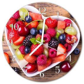 Nástenné skleněné hodiny ovocný fi 30 cm