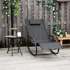 Ergonomická houpací křeslo Outsunny s opěrkou hlavy, pozinkované kovové opěrky, textilene, rozměry 63Š x 160H x 88V cm | Aosom