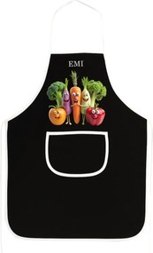 Kuchyňská zástěra Happy Veggie EMI, černá