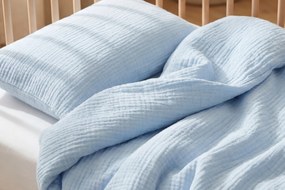 Celoroční mušelínové povlečení do postýlky Ice blue - GOTS