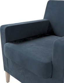 Potah na křeslo IKEA Karlstad barva modrá látka lesklé, sametová