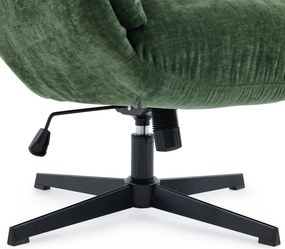Relaxační otočné křeslo DORA — kov, látka, zelená