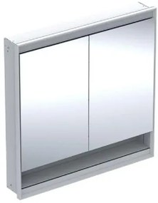 Geberit ONE - Zrcadlová skříňka s LED osvětlením, 900x900x150 mm, 2 dvířka, s nikou, vestavná, hliník 505.823.00.1