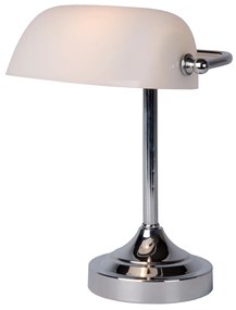 Lucide 17504/01/11 stolní lampa Banker, chrom/bílá, E14, 30cm