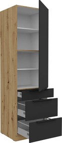 ARIA ac | vysoká skříňka 60 DKS-210 3S1F potravinová | UNI DVÍŘKA | 60 cm | PREMIUM BOX | artisan/černá
