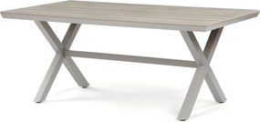 Stůl zahradní 180x100x75, deska polywood v dekoru světlého dubu, hliníková konstrukce, béžová barva