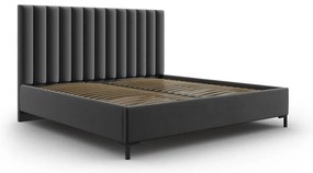 Tmavě šedá čalouněná dvoulůžková postel s úložným prostorem s roštem 180x200 cm Casey – Mazzini Beds
