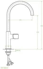 Laveo Pretto, vysoká dřezová baterie h-395, černá matná, LAV-BAO_768D