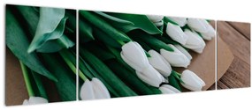 Obraz kytice bílých tulipánů (170x50 cm)