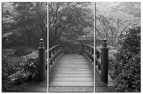 Obraz na plátně - Dřevěný most v podzimní zahradě 1186QB (120x80 cm)