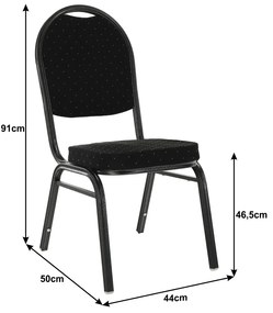 Kondela Židle, stohovatelná, látka černá / rám šedý, JEFF 2 NEW