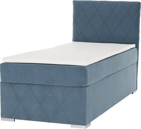 Boxspringová postel, jednolůžko, modrá, 90x200, pravá, PAXTON