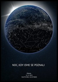 Plakát Hvězdná mapa vašeho životního okamžiku Velikost: A3 - 29,7x42 cm, Volba rámu: bez rámu, Vzhled: Červánky