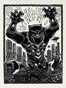 Komar Plakát Marvel Black Panther Lino-Cut Charge 30 x 40 cm