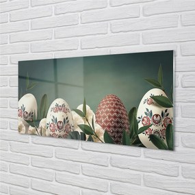 akrylový obraz Listy vejcem květiny 125x50 cm