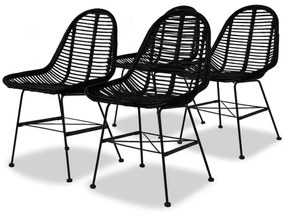 Jídelní židle 4 ks černé přírodní ratan,  244572 HangarStore.cz