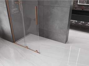 Mexen Velar L, posuvná sprchová zástěna Walk-in 100 x 200 cm, 8mm čiré sklo, měděná matná, 871-100-003-03-65