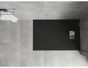 Mexen Hugo, obdélníková sprchová vanička SMC 120 x 90 cm, černá, ocelová krytka, 42709012-X