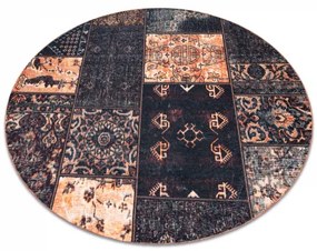 Kulatý koberec ANTIKA Vhodný k praní patchwork moderní hnědý terakota Rozměr: průměr 200 cm