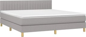 Box spring postel s matrací a LED světle šedá 160x200 cm textil 3133885