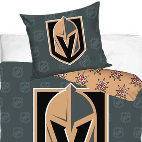 Hokejové ložní povlečení NHL Vegas Golden Knights - motiv Shields - 100% bavlna renforcé - 70 x 90 cm + 140 x 200 cm