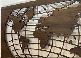 Li-Go "Mapa světa rovnoběžky" světelný RGBW obraz 230V 125x74cm provedení povrchu: dub