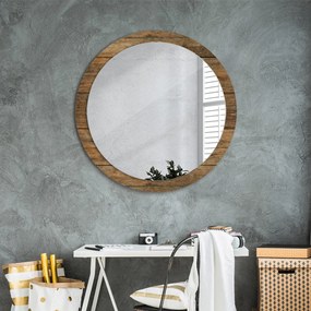 Kulaté zrcadlo tištěný rám Staré dřevo fi 90 cm
