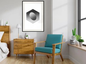 Plakát Vejce v šestiúhelníku - černobílá kompozice v geometrických tvarech