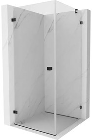 Mexen Lunar-B, výklopný sprchový kout levý 70 x 70 cm, 8mm čiré sklo, černý profil, 832-070-70-00-L