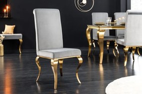 Židle Moderní barokní šedá sametově zlatá/ 43384