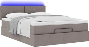 Osmanská postel s matrací &amp; LED Taupe 140x200 cm Látka 3312233