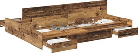 Rám postele s úložným prostorem s čelo Staré dřevo 150 x 200 cm 3335291