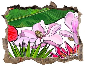 Wallmuralia Nálepka 3D díra samolepící Hawajské květiny 95x64 cm