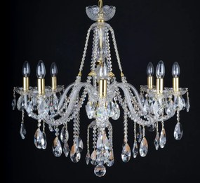 8 Arms Crystal chandelier with smooth glass arms &amp; Cut almonds