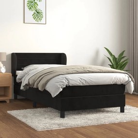 Box spring postel s matrací černá 100x200 cm samet 3127537
