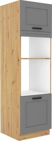 LUNA du | vysoká skříňka 60 DPM-210 2F na vestavnou troubu a mikrovlnku | 60 cm | UNI dvířka | artisan/šedá