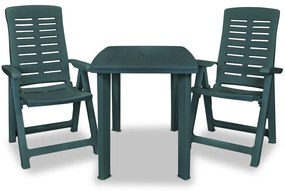 vidaXL 3dílný bistro set plastový zelený