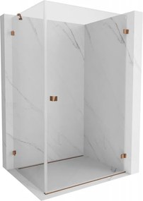 Mexen Lunar-B, pravostranný výklopný sprchový kout 90 x 80 cm, 8mm čiré sklo, profil růžové zlato, 832-090-080-60-00-P